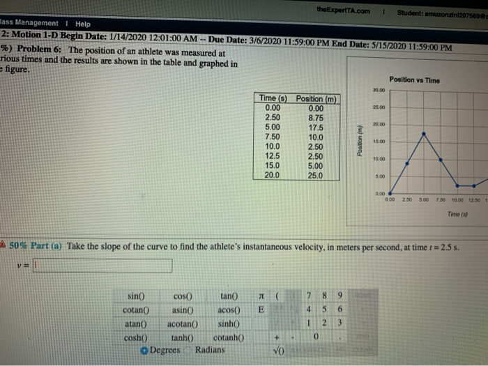 Solved theExpertTA.com Student: amionzin 2075698 Tass | Chegg.com