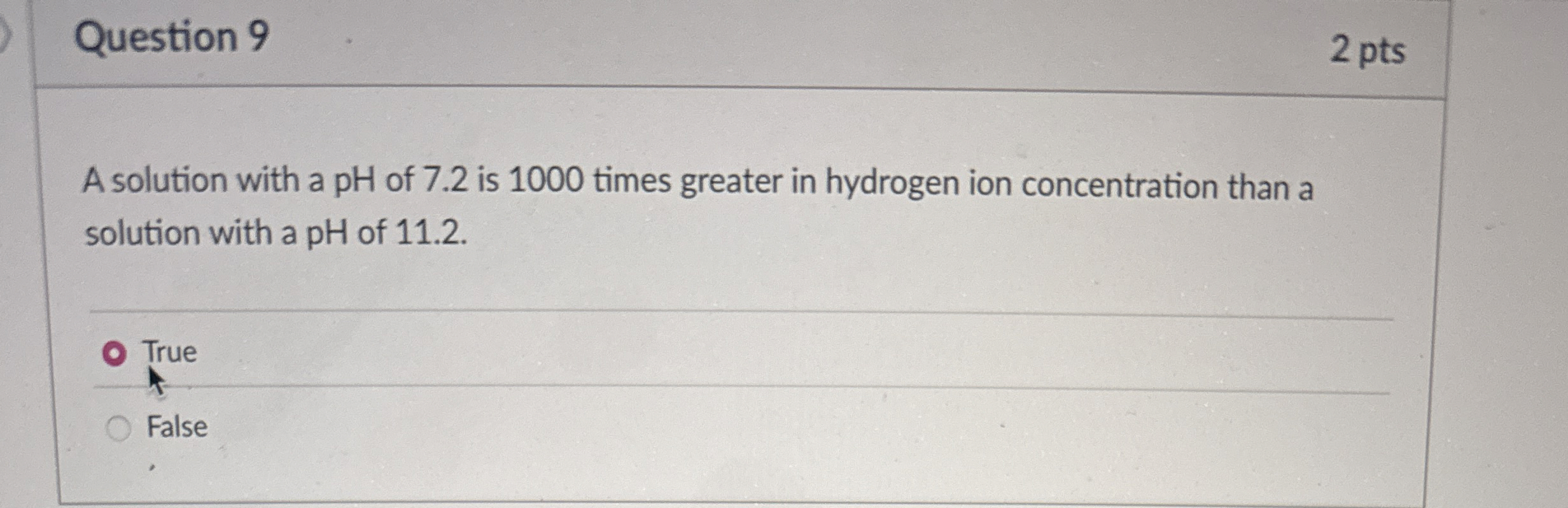 Solved Question 9A solution with a pH of 7.2 ﻿is 1000 ﻿times | Chegg.com