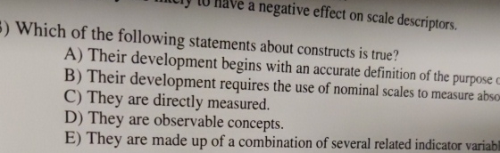 Solved Which of the following statements about constructs is | Chegg.com