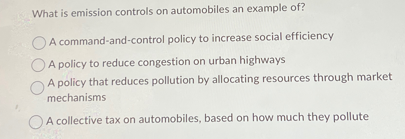 Solved What is emission controls on automobiles an example | Chegg.com