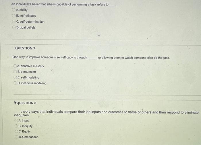 Solved An individual's belief that s/he is capable of | Chegg.com