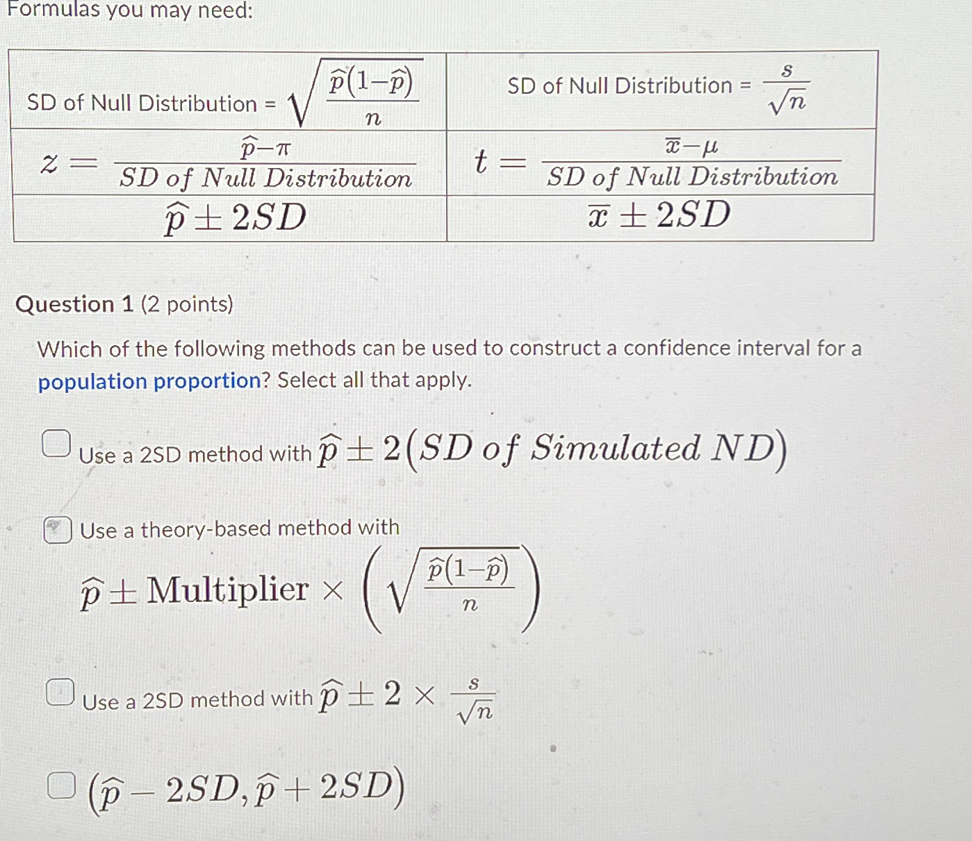 Solved Formulas you may need:\table[[SD of Null Distribution | Chegg.com