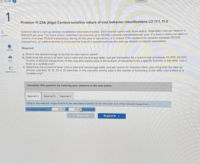 Solved Ch 11 HW 1 1 Problem 11-23A (Algo) Context-sensitive | Chegg.com