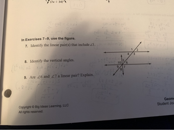 Solved (7x +34) In Exercises 7-9, use the figure. 7. | Chegg.com