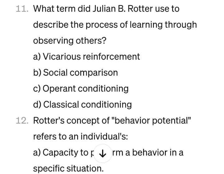 Solved What term did Julian B. ﻿Rotter use to describe the | Chegg.com