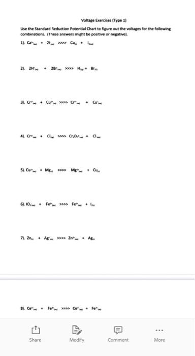 Solved Voltage series (1) Use the Standard Reduction | Chegg.com