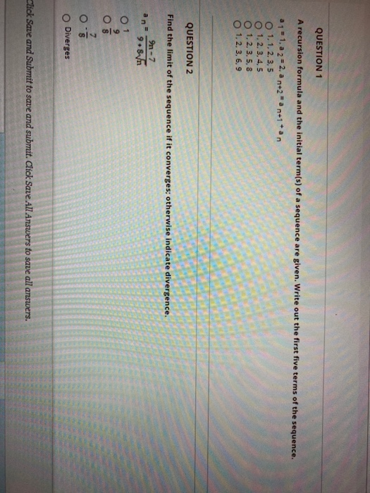Solved QUESTION 1 A recursion formula and the initial | Chegg.com