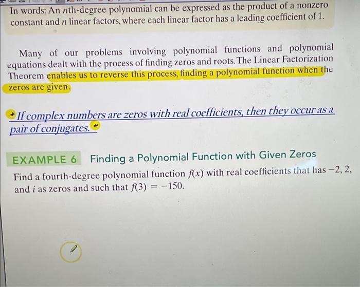 Solved In words: An nth-degree polynomial can be expressed | Chegg.com