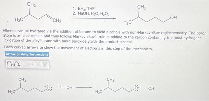 Solved Alkenes can be hydrated via the addition of borane to | Chegg.com
