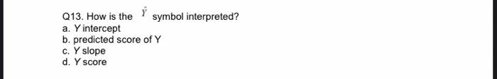 Solved Q13. How is the a. Y intercept b. predicted score of | Chegg.com