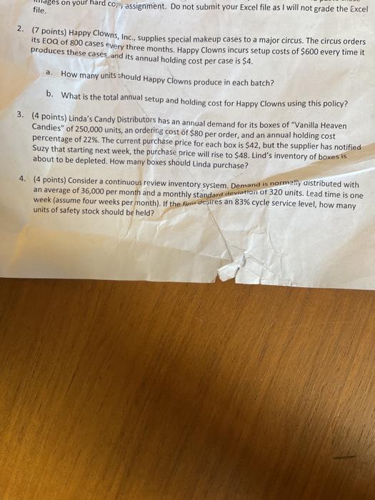 Solved dges on your hard copy assignment. Do not submit your | Chegg.com