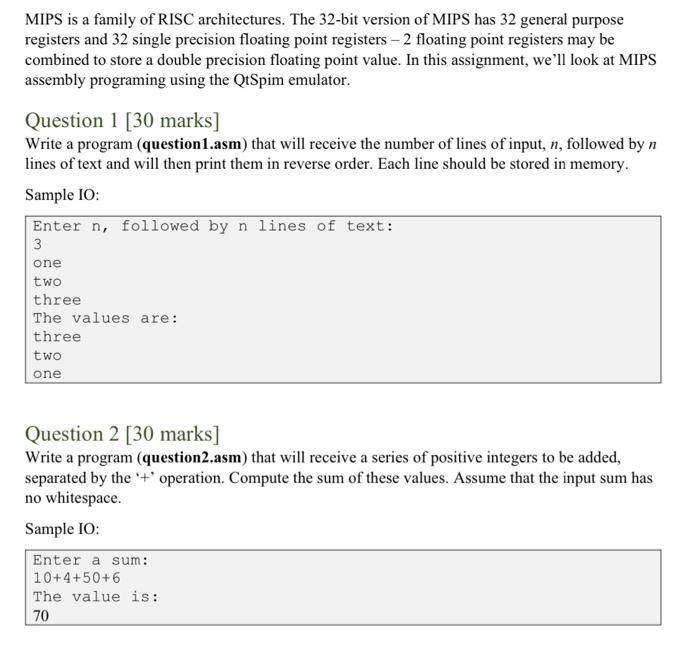 Solved MIPS is a family of RISC architectures. The 32-bit | Chegg.com