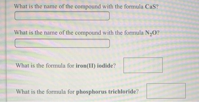 Solved What is the name of the compound with the formula | Chegg.com