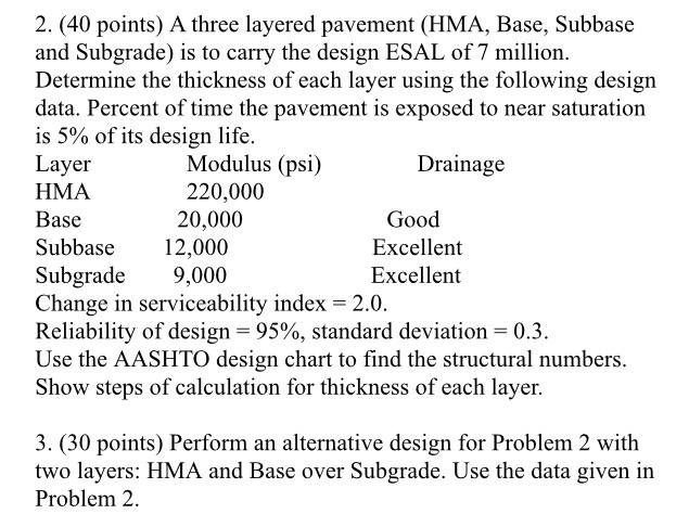 Solved 2. (40 points) A three layered pavement (HMA, Base, | Chegg.com