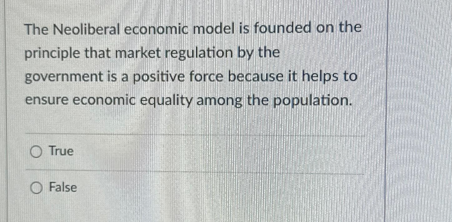 Solved The Neoliberal economic model is founded on the | Chegg.com