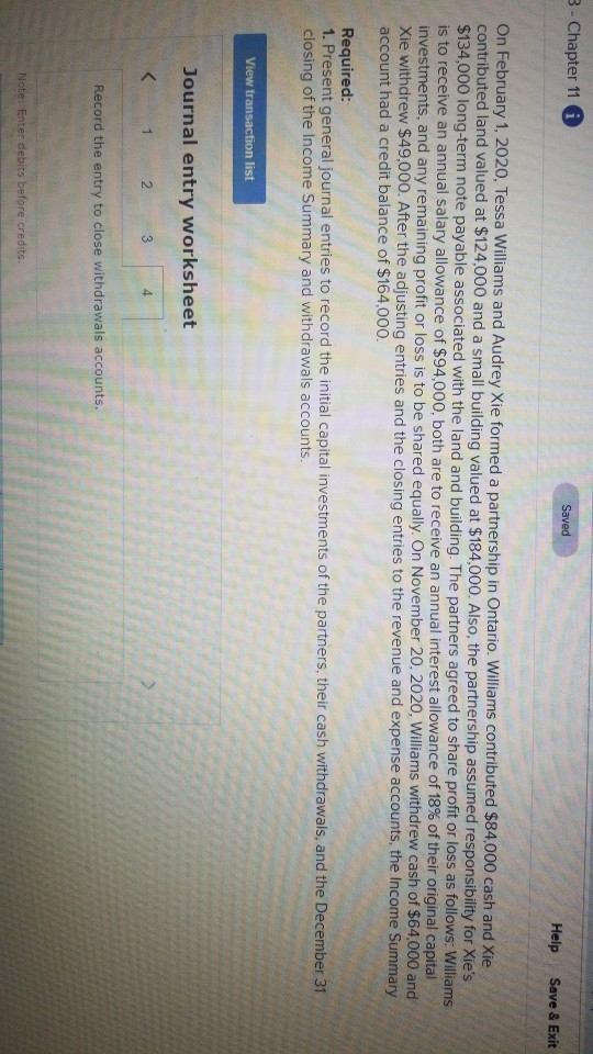 Solved 3 - Chapter 11 Saved Help Save & Exit On February 1, | Chegg.com