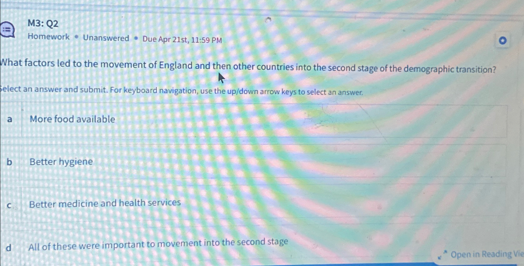 Solved M3: Q2Homework - ﻿Unanswered * ﻿Due Apr 21st, 11:59 | Chegg.com