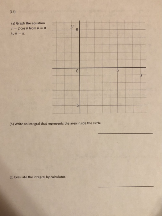 Solved (14) (a) Graph the equation r = 2 cose from @ = 0 to | Chegg.com