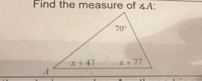 Solved Find the measure of \( \Varangle A \) : | Chegg.com