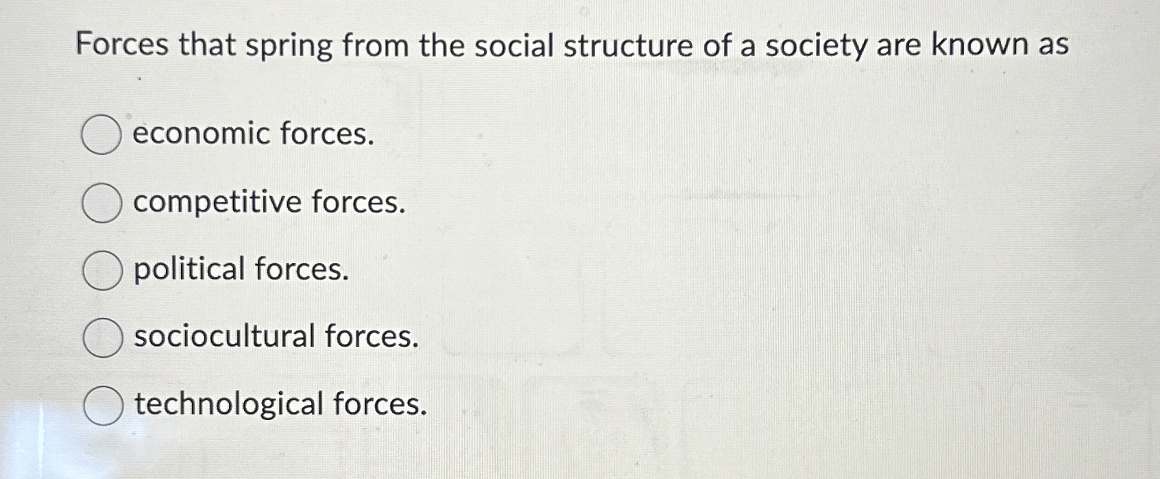 Solved Forces that spring from the social structure of a | Chegg.com