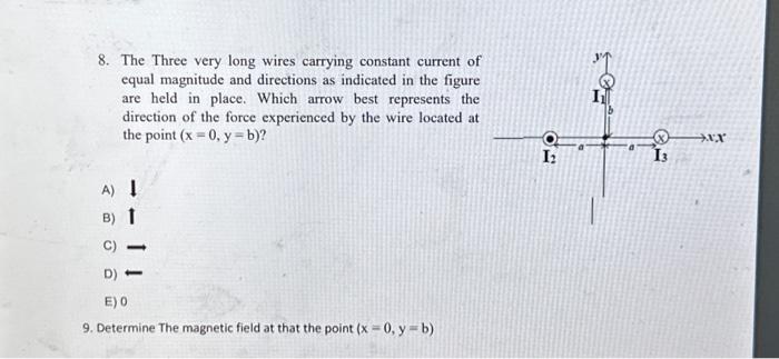 Solved 8. The Three very long wires carrying constant | Chegg.com