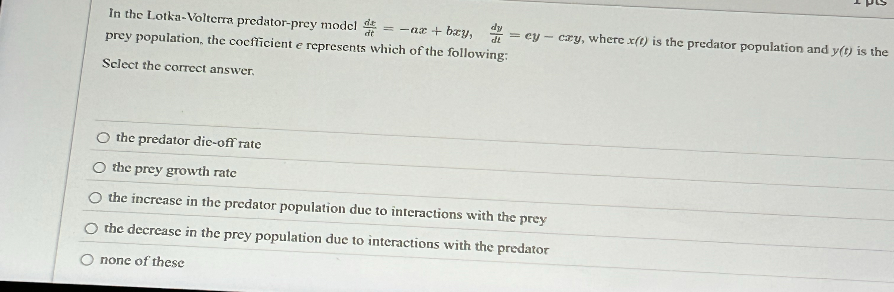 Solved In the Lotka-Volterra predator-prey model | Chegg.com