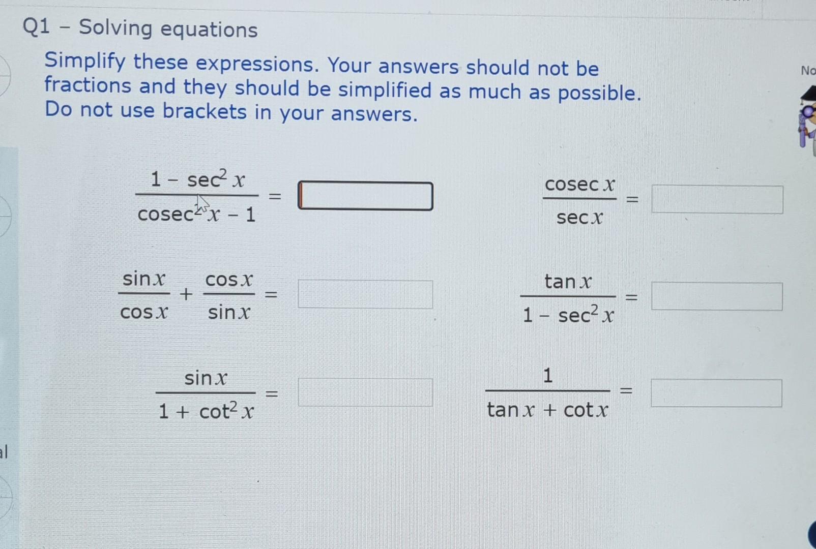 Solved Q1 - Solving equations Simplify these expressions. | Chegg.com