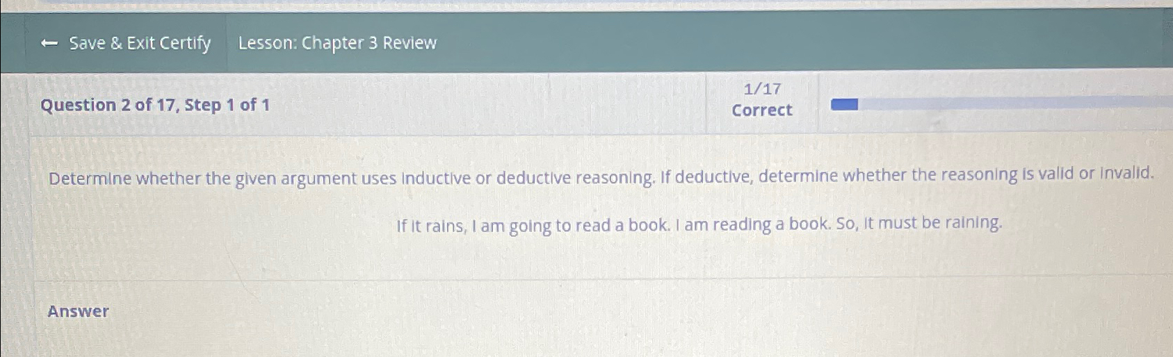 Solved larr Save & Exit CertifyLesson: Chapter 3 | Chegg.com
