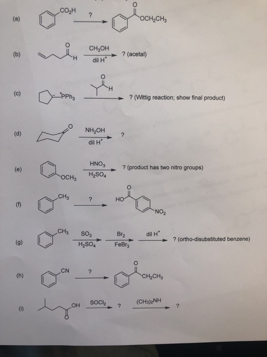 Solved CH3OH dil H ? (acetal) ? (Wittig reaction; show final | Chegg.com