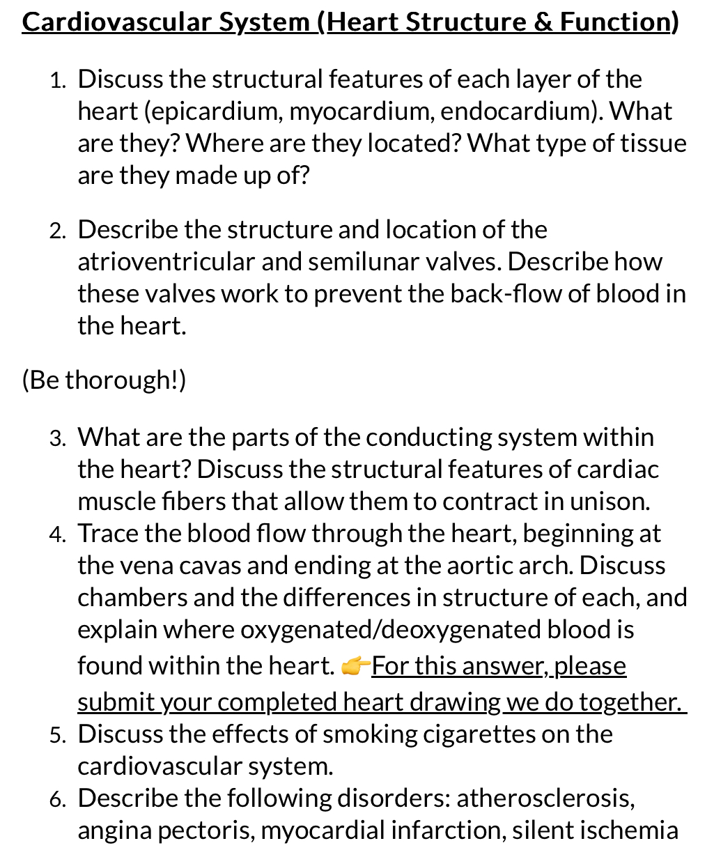 Cardiovascular System (Heart Structure & | Chegg.com