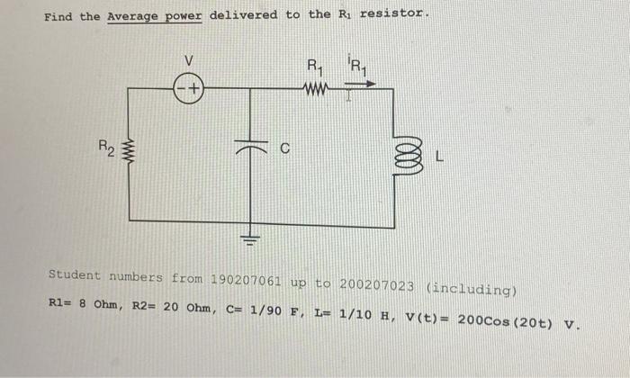 Solved Find the Average power delivered to the R1 resistor. | Chegg.com