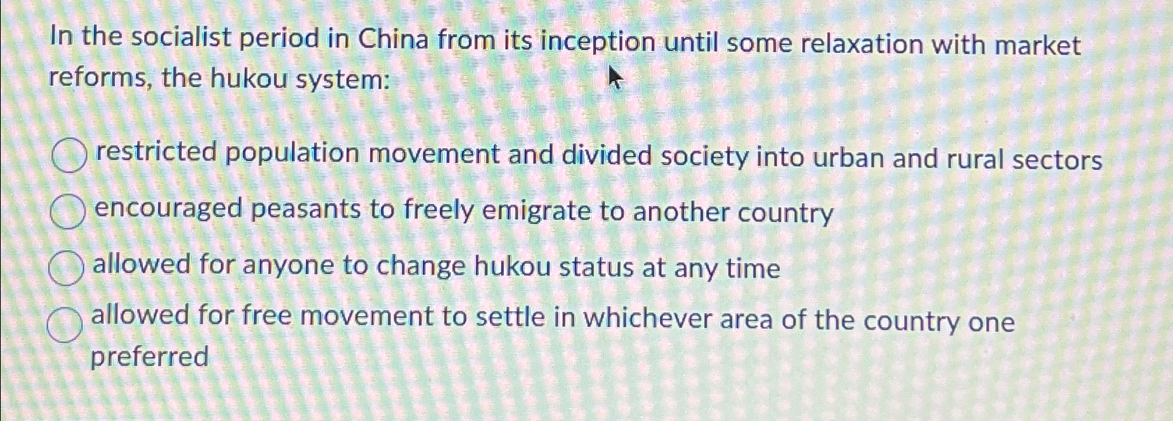 Solved In the socialist period in China from its inception | Chegg.com