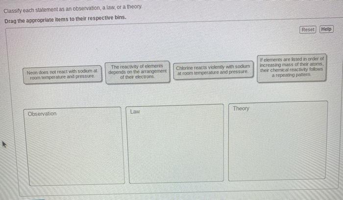 Solved Classify each statement as an observation, a law, or | Chegg.com
