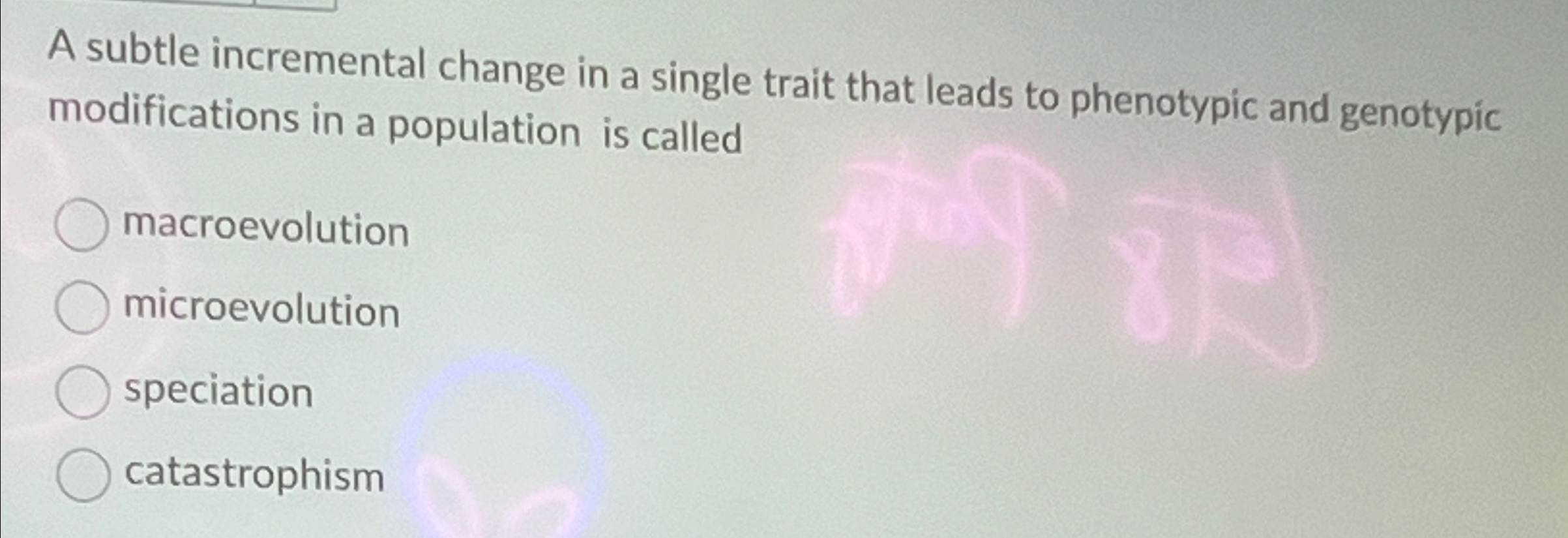 Solved A subtle incremental change in a single trait that | Chegg.com
