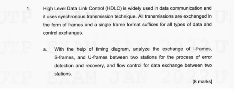 Solved 1. ﻿High Level Data Link Control (HDLC) ﻿is widely | Chegg.com