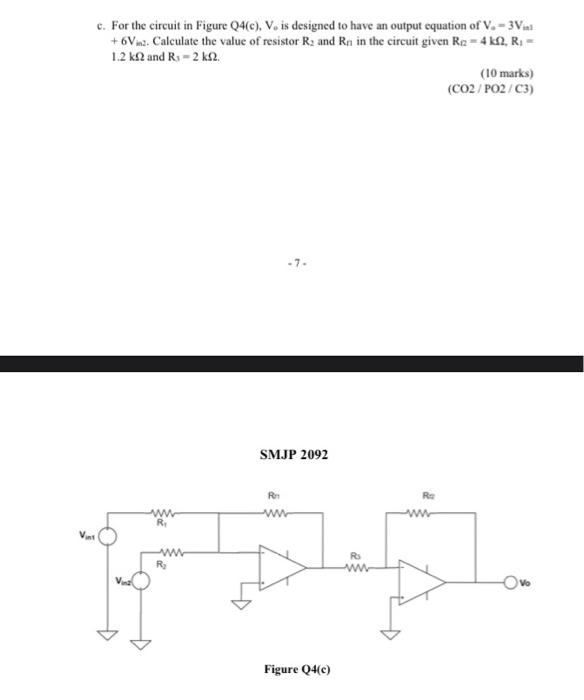 Solved c. For the circuit in Figure Q460), V. is designed to | Chegg.com