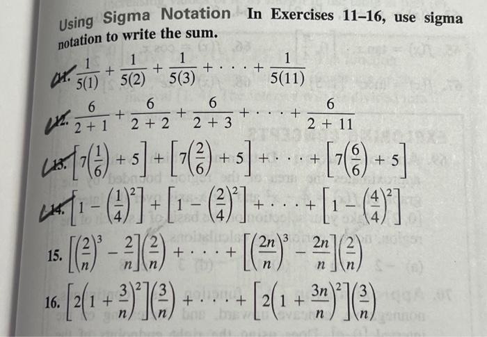 Solved how can i write a sigma notation for question 15 ? | Chegg.com