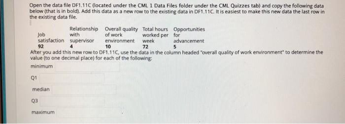 Solved Open The Data File Df111c Located Under The Cml 1