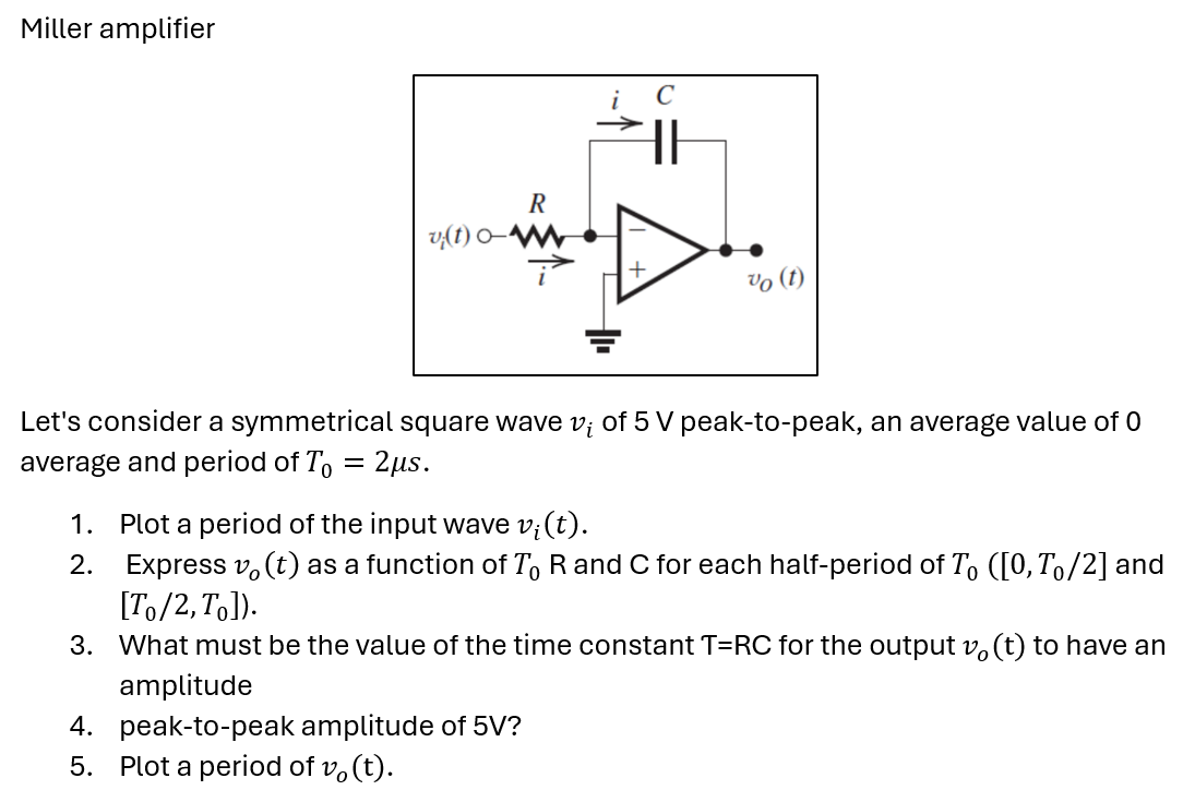 Solved Miller amplifierLet's consider a symmetrical square | Chegg.com