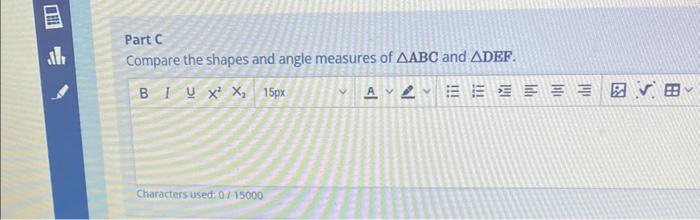 Part C Compare the shapes and angle measures of ABC | Chegg.com