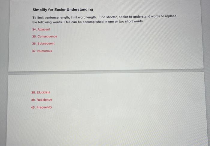 Solved Simplify for Easier Understanding To limit sentence | Chegg.com