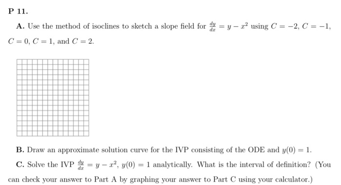 Solved P 11. A. Use the method of isoclines to sketch a | Chegg.com