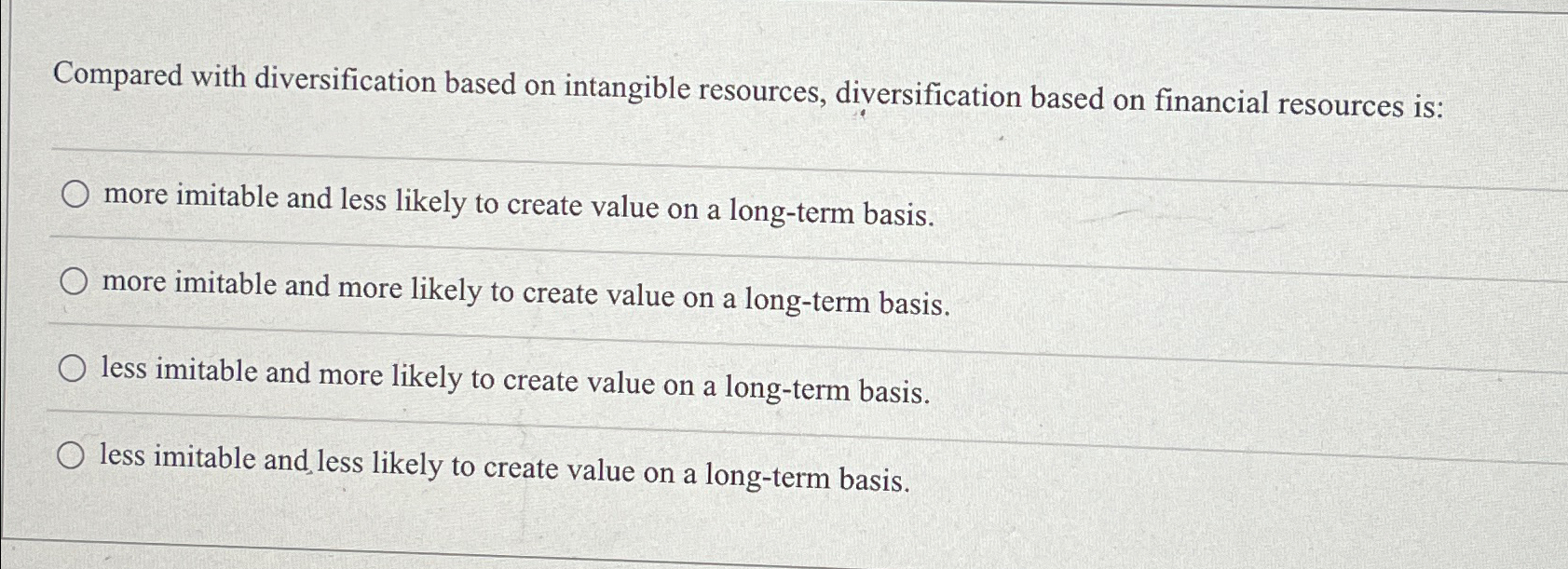 Solved Compared with diversification based on intangible | Chegg.com