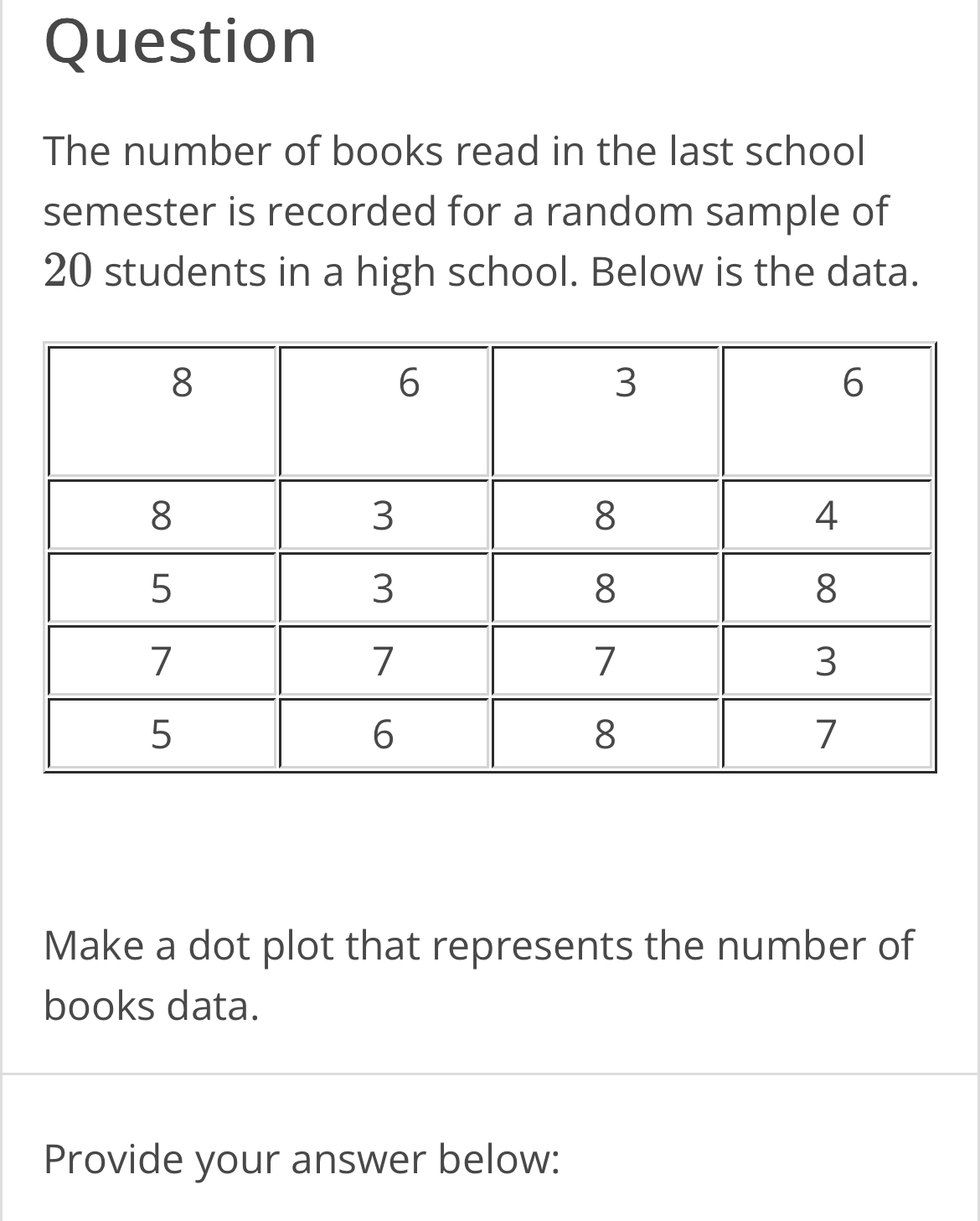 Solved QuestionThe number of books read in the last school | Chegg.com