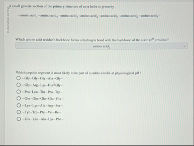 Solved amall generic section of the primary structure of an | Chegg.com