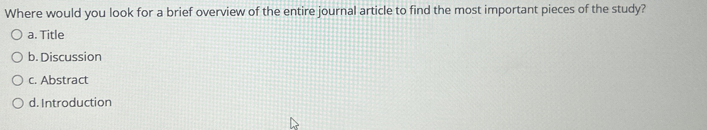 Solved Where would you look for a brief overview of the | Chegg.com