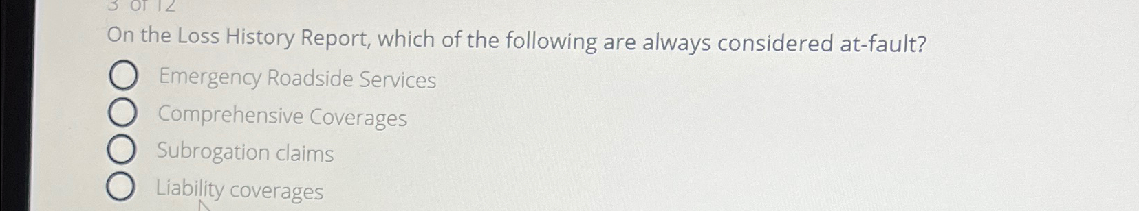 Solved On the Loss History Report, which of the following | Chegg.com