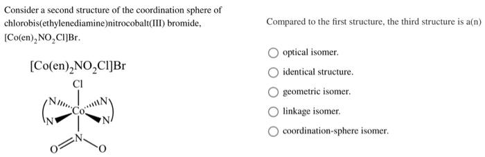 Solved The structure of the coordination sphere of | Chegg.com