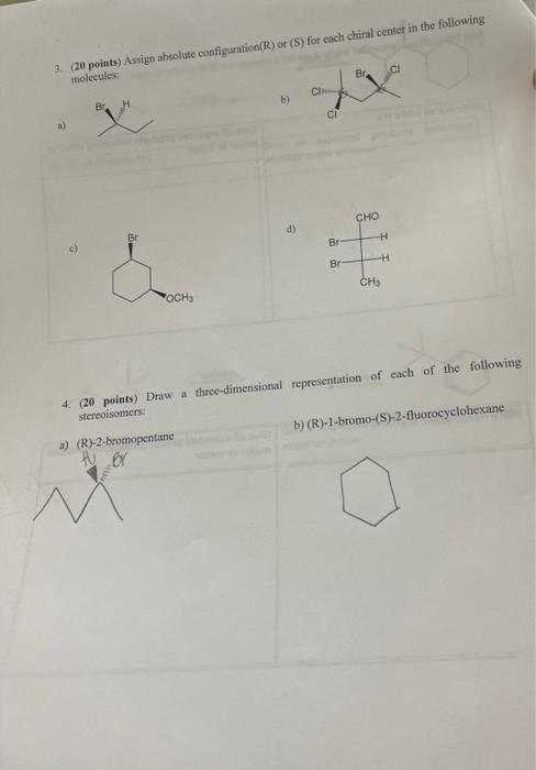 Solved 3. (20 points) Assign absolute configuration( R) or | Chegg.com Solved 3. (20 points) Assign absolute configuration( R) or | Chegg.com