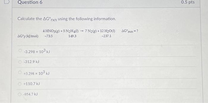 Solved Calculate the ΔG∘rxn using the following information. | Chegg.com